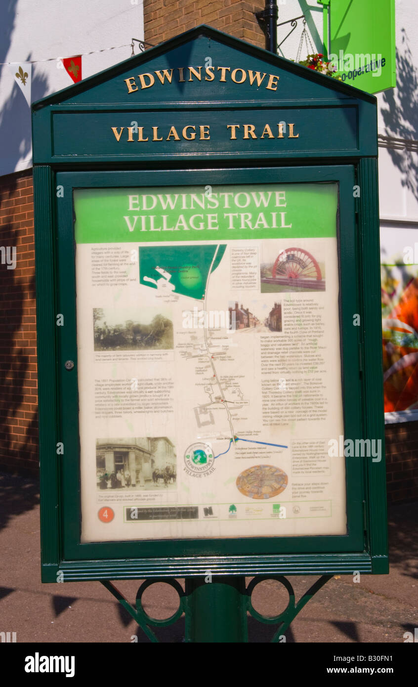 Village Trail notice board in Edwinstowe Nottinghamshire England UK EU ...