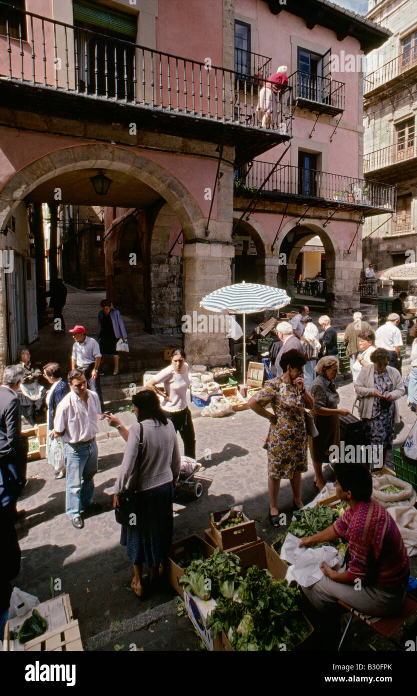 Market day in the Plaza Mayor in the city of Leon Castilla y Leon ...
