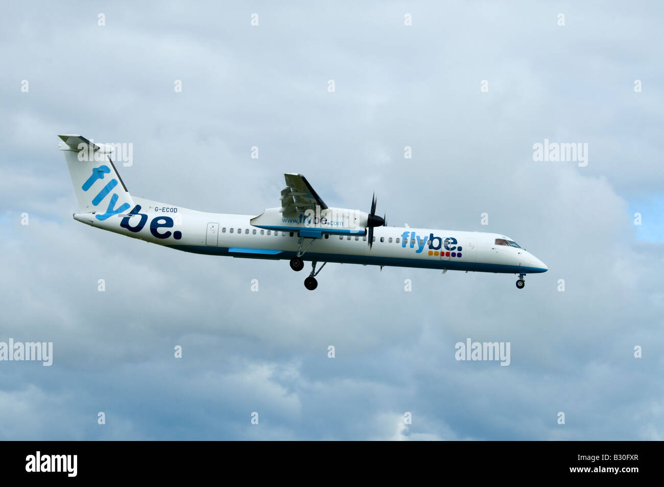 Flybe De Havilland Canada DHC-8-402Q Dash 8 on approach to Inverness Airfield at Dalcross ...