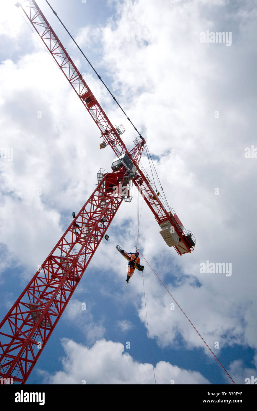 Fire & Rescue practice on Tower Crane Stock Photo - Alamy