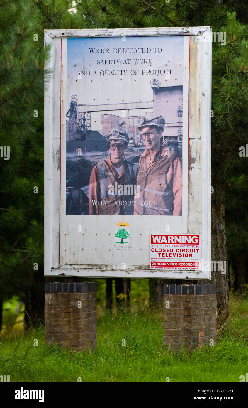 UK Coal sign outside entrance to Thoresby Colliery near village of ...