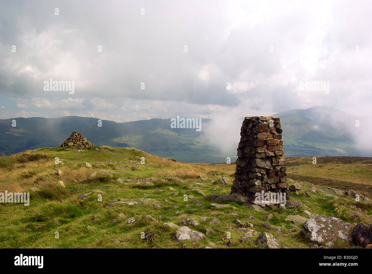 Triangulation Pillar and Summit Cairn on top of Binsey, the most ...