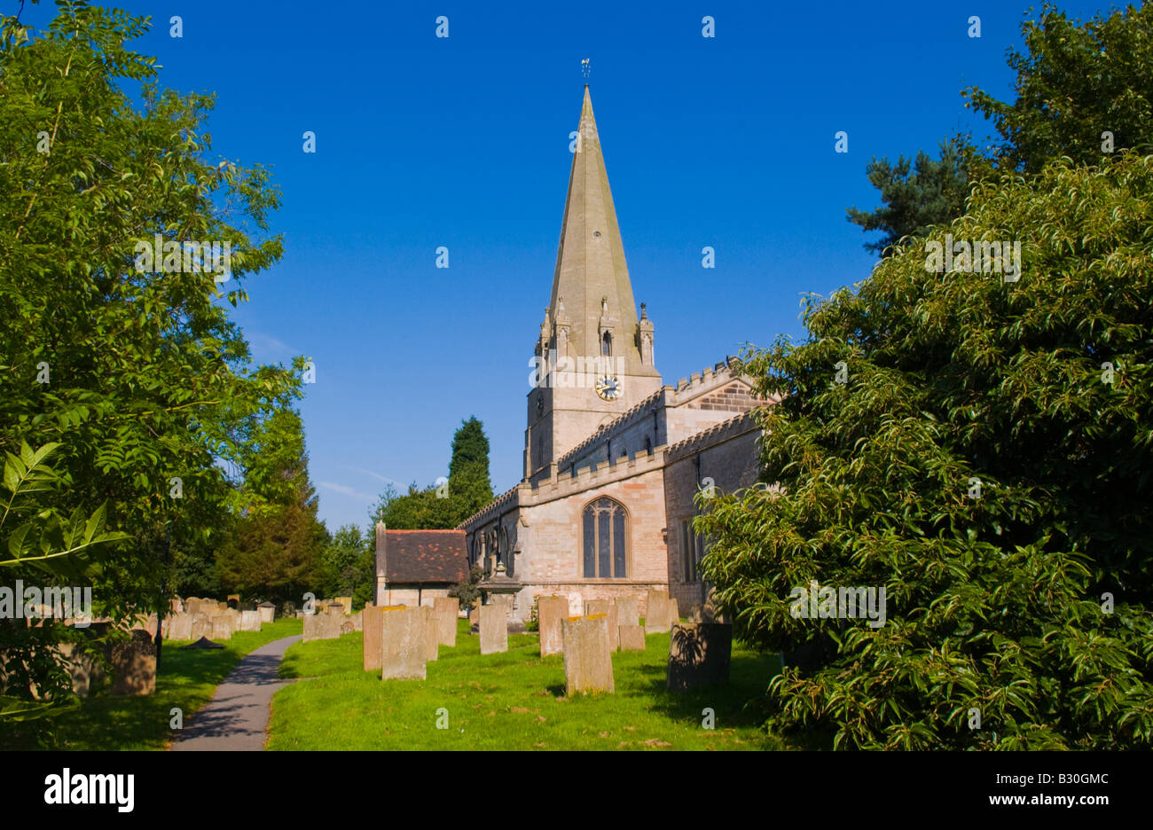 Church of St Mary in village of Edwinstowe Nottinghamshire England UK ...