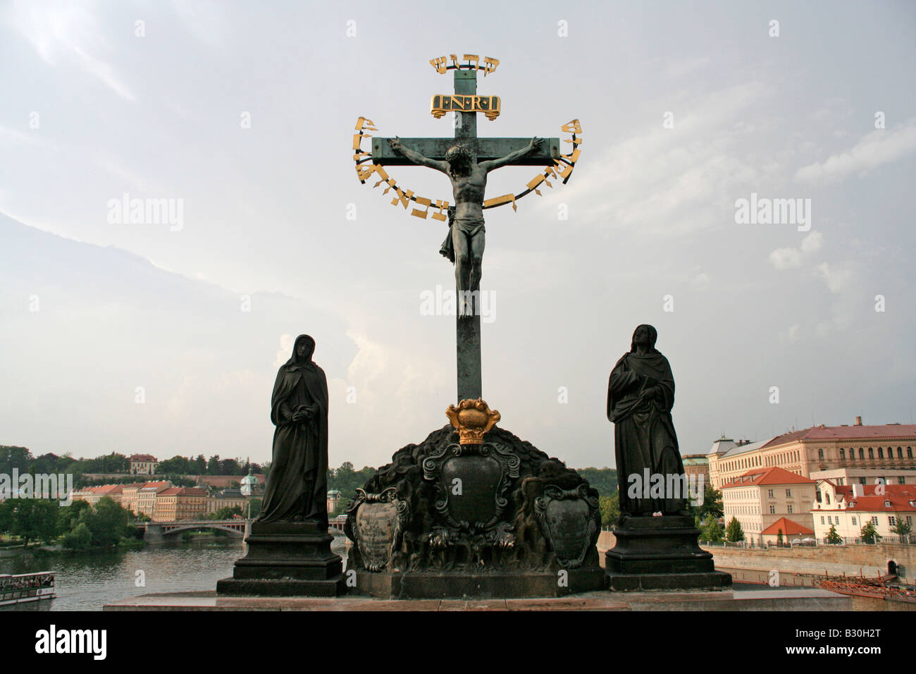 Prague riverside cross hi-res stock photography and images - Alamy
