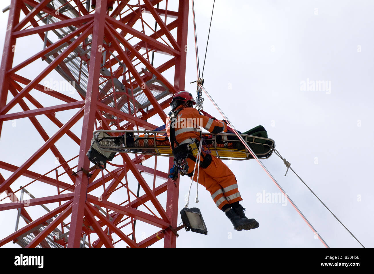Fire & Rescue practice on Tower Crane Stock Photo - Alamy