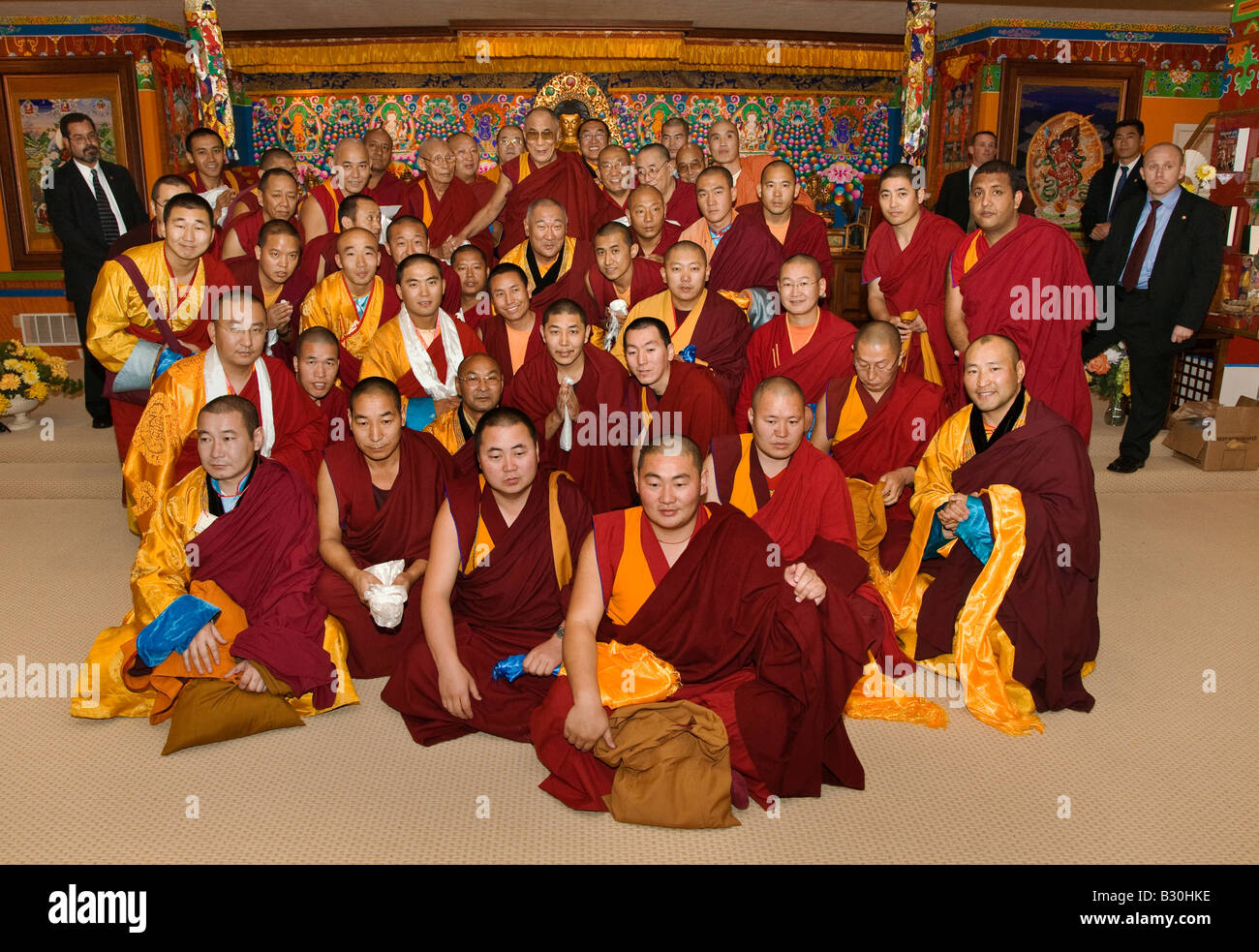 MONGOLIAN BUDDHIST monks with the 14th DALAI LAMA of TIBET at KUMBUM ...