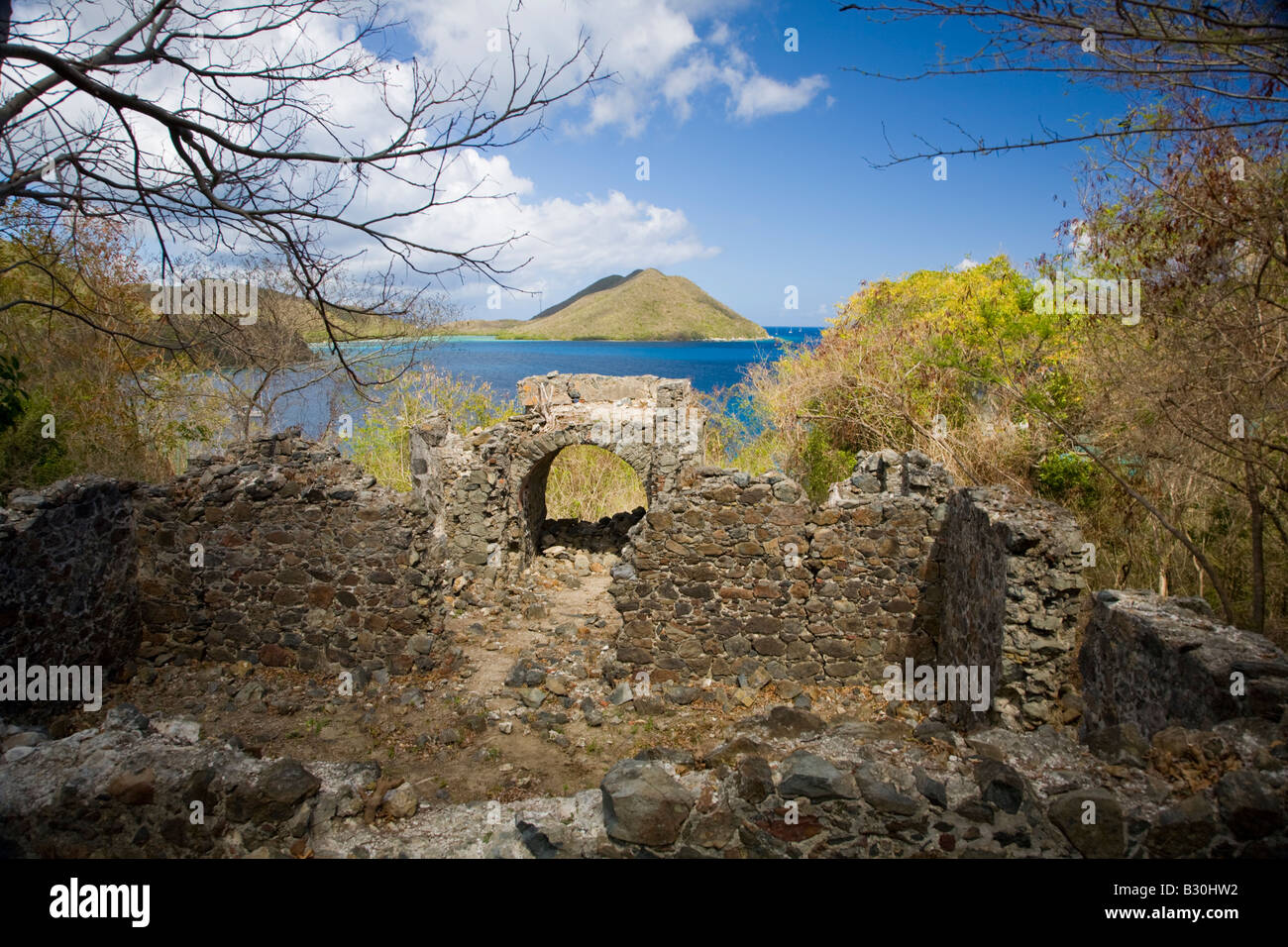 Historic ruins in the Virgin Islands National Park on the caribbean ...