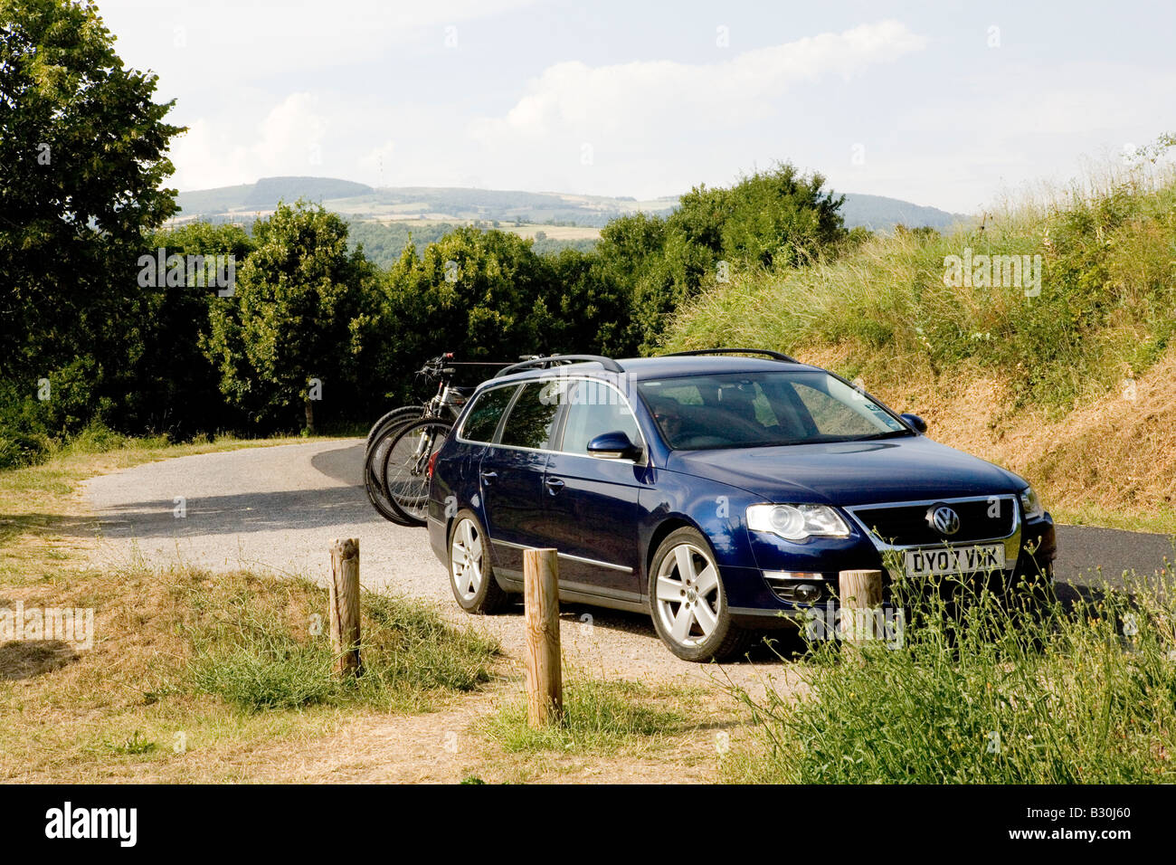 car driving through Lot countryside on holiday with bikes Stock Photo ...