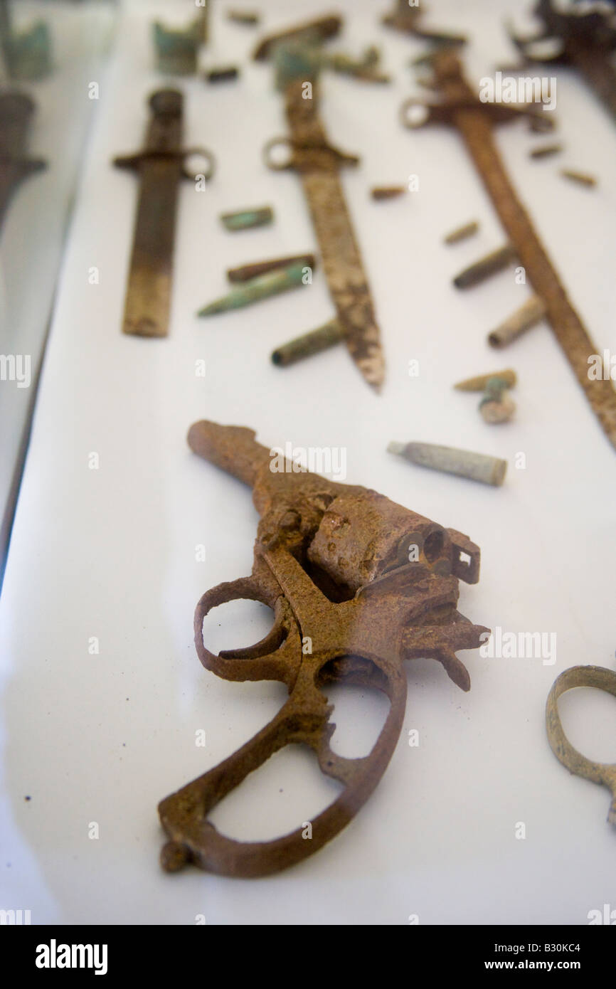 Battlefield artifacts exhibited in a war museum in Gallipoli Canakkale ...