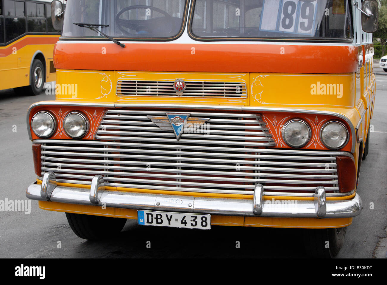 Classic Malta Bus, close-up, front Stock Photo - Alamy