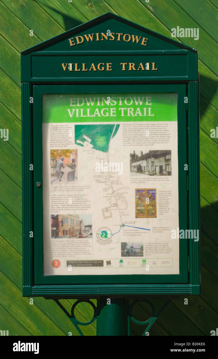 Village Trail notice board in Edwinstowe Nottinghamshire England UK EU ...