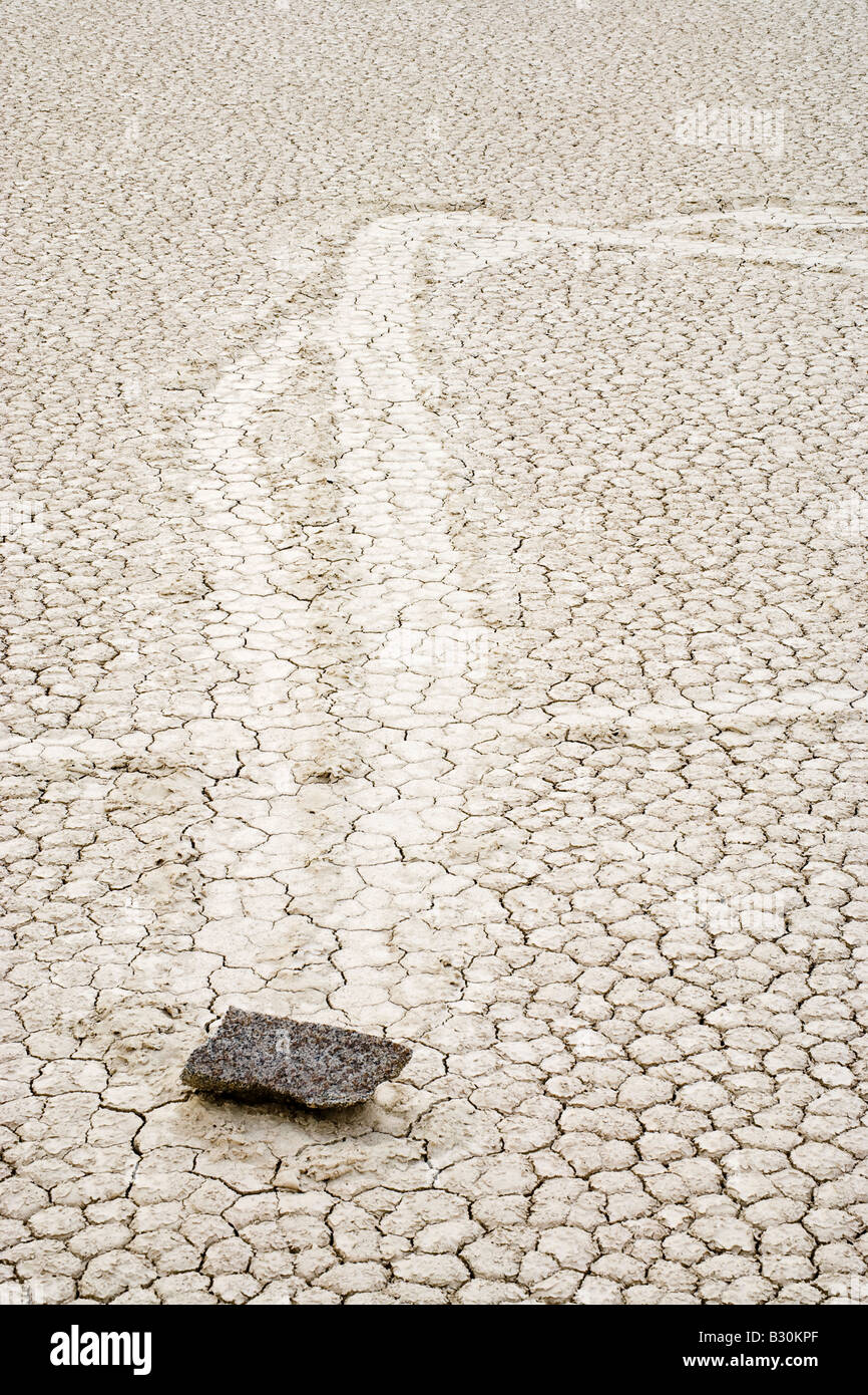 Sliding rock on The Racetrack Playa in Death Valley National Park ...