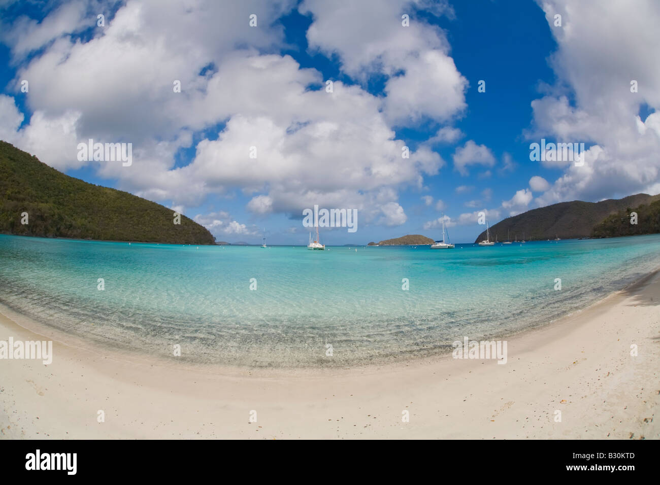 Maho Bay Beach in the Virgin Islands National Park on the caribbean ...