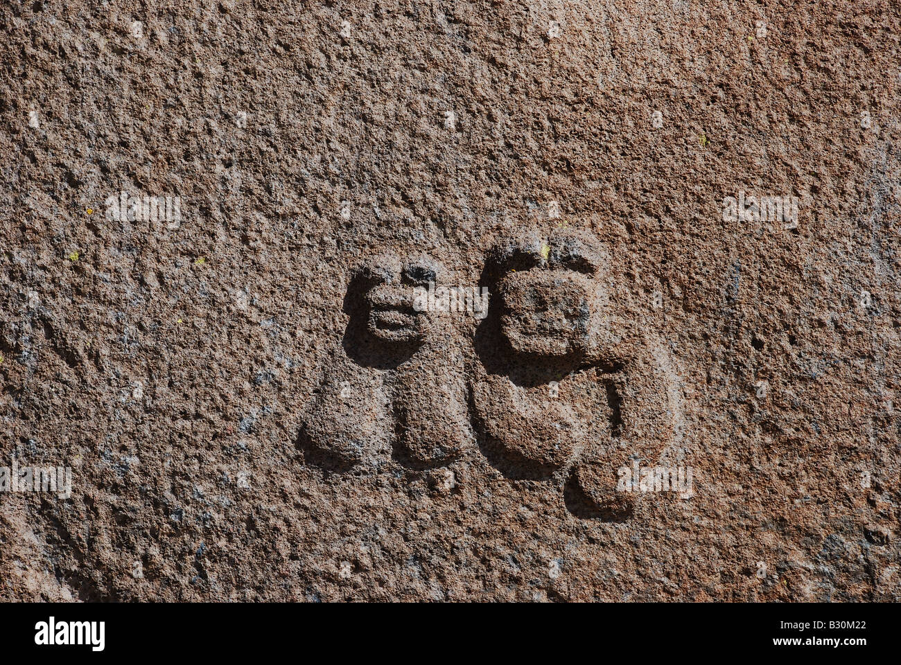 Peru, monkeys carved into cylindrical chullpas atop a volcanic hill in ...