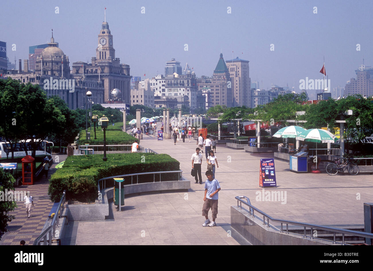 View of the Bund the famous waterfront beside the Huangpu River at ...