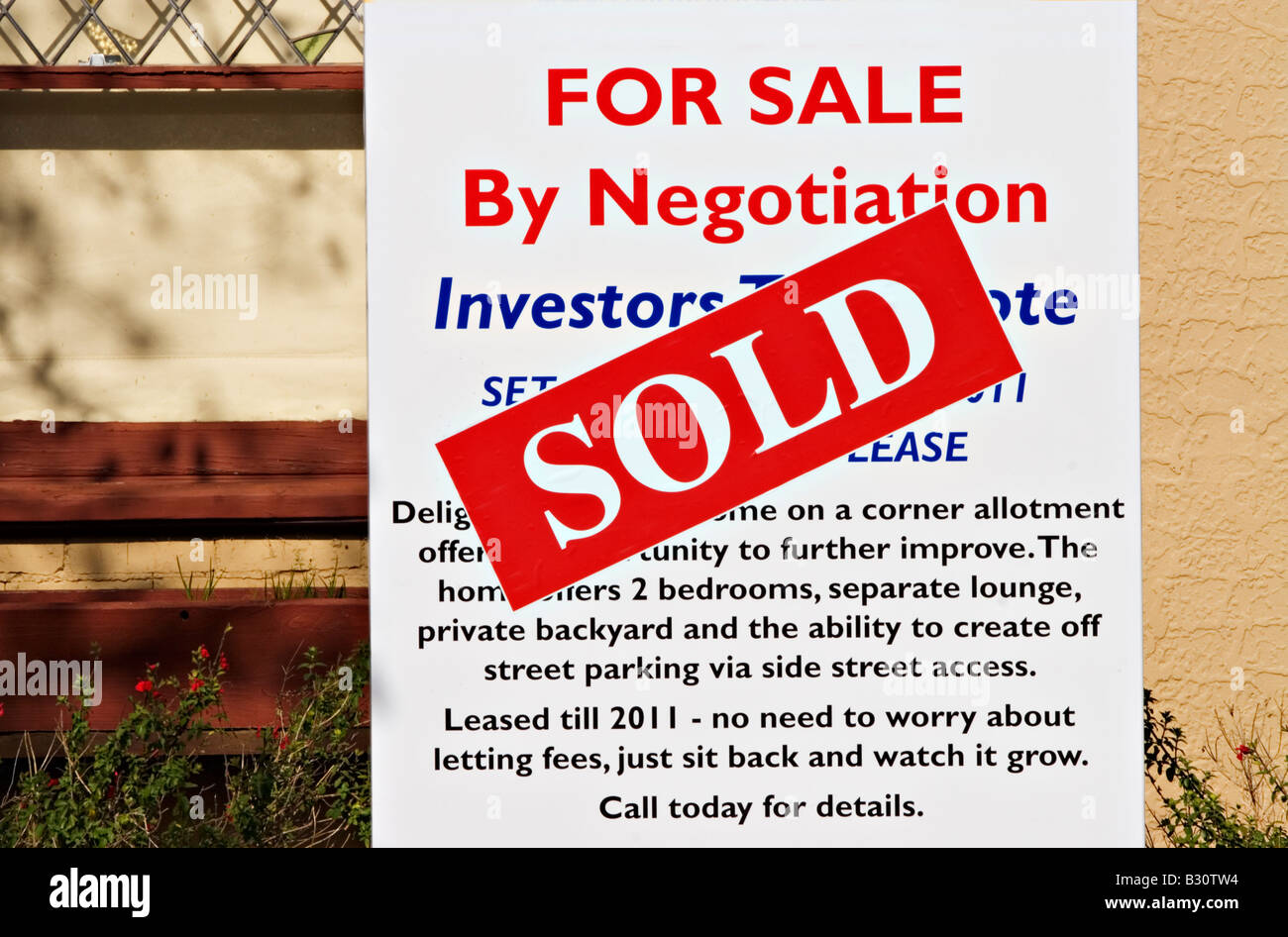 Housing Property Market / A Property Hoarding Board,displaying a "Sold ...