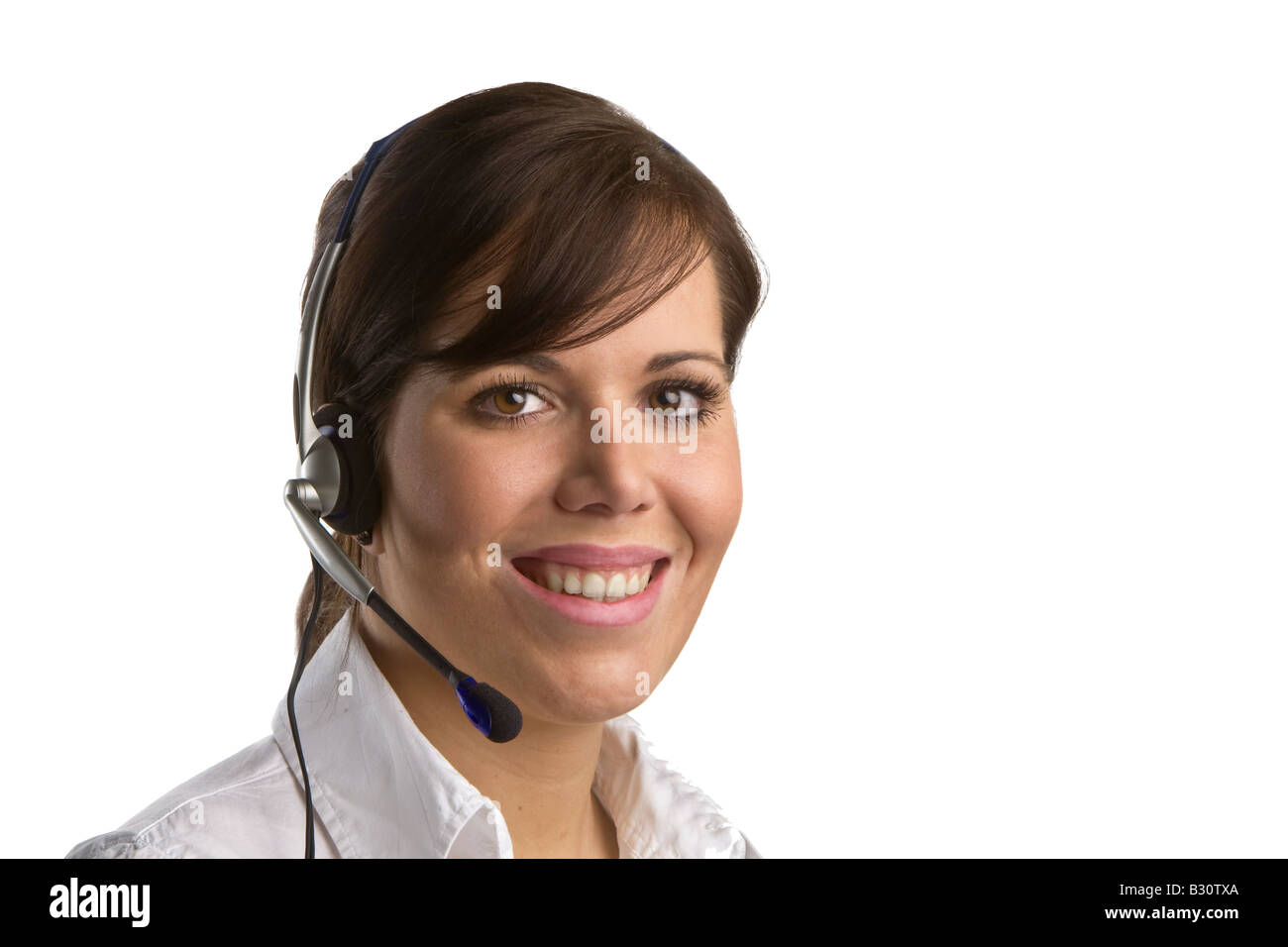 Woman with Head set Stock Photo - Alamy