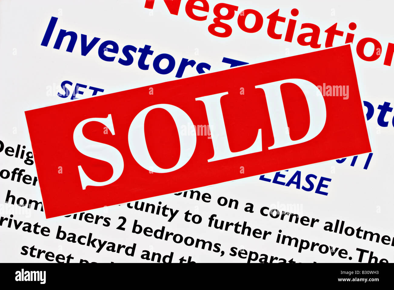 Housing Property Market / A Property Hoarding Board,displaying a "Sold ...
