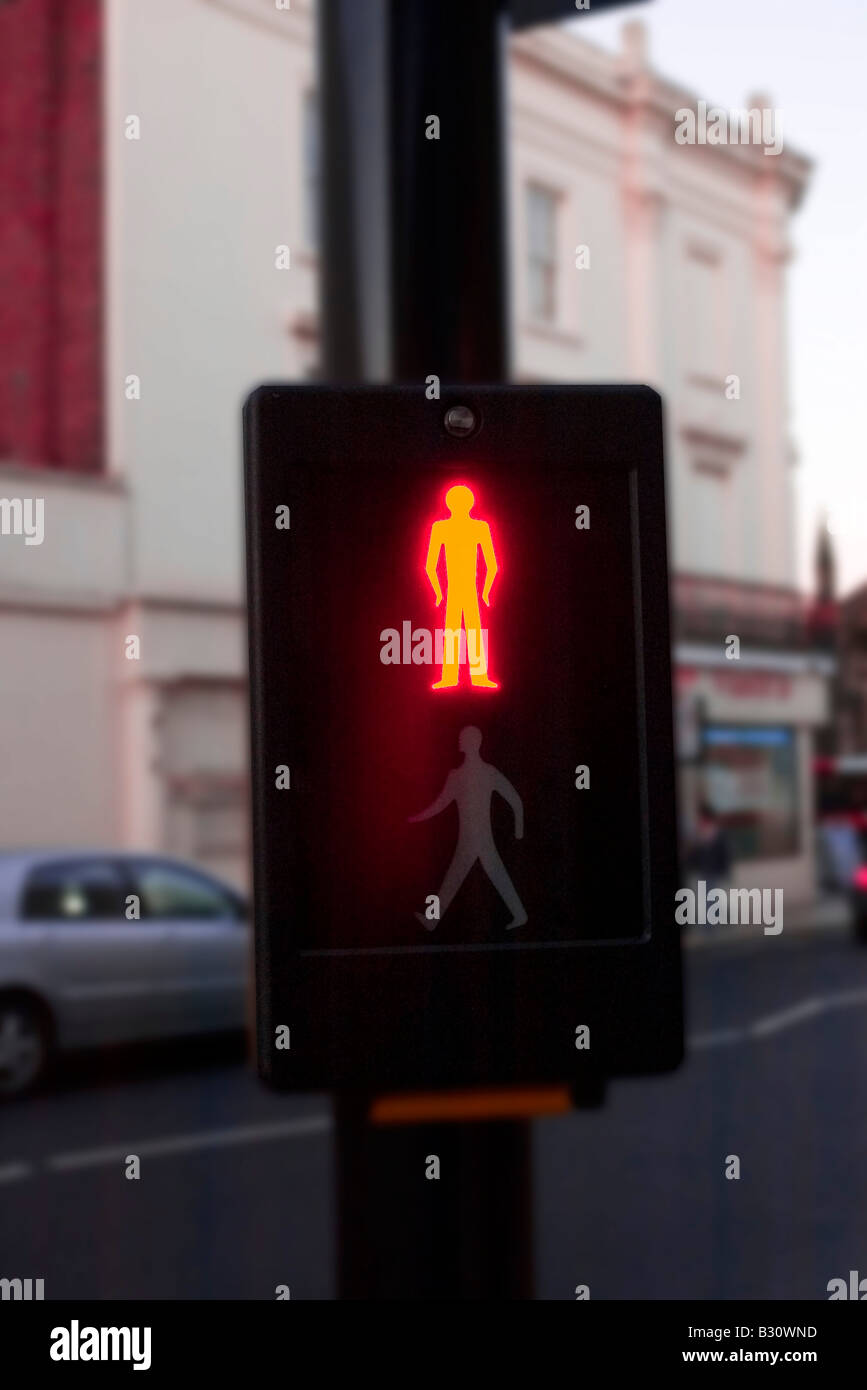 pedestrian stop sign on street Stock Photo - Alamy