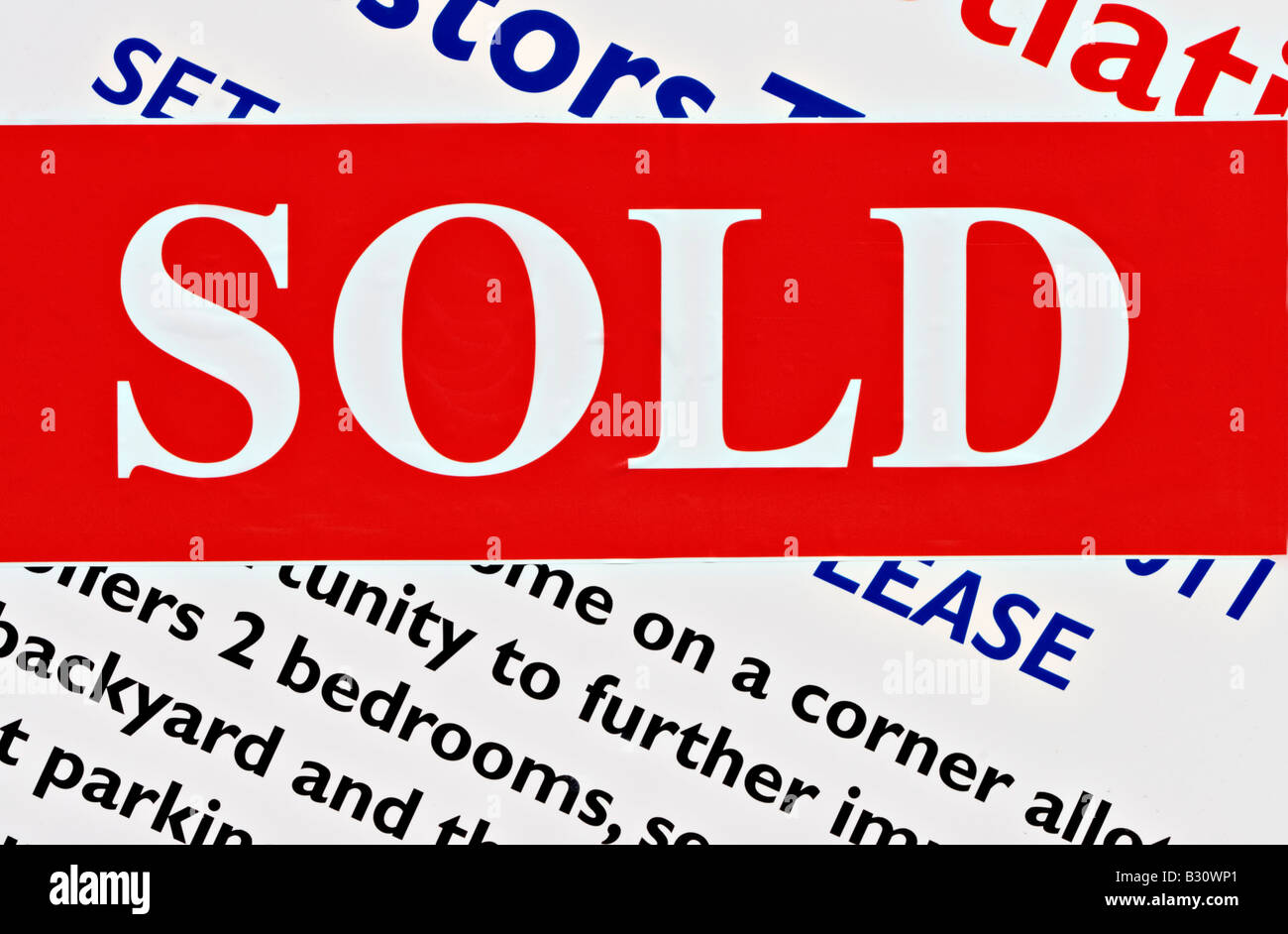 Housing Property Market / A Property Hoarding Board,displaying a "Sold ...