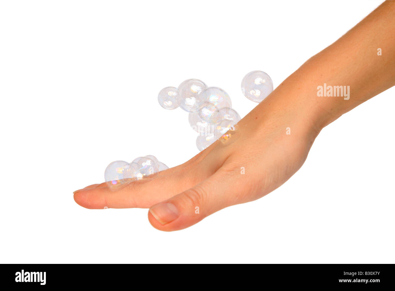 hand with soap bubbles Stock Photo - Alamy