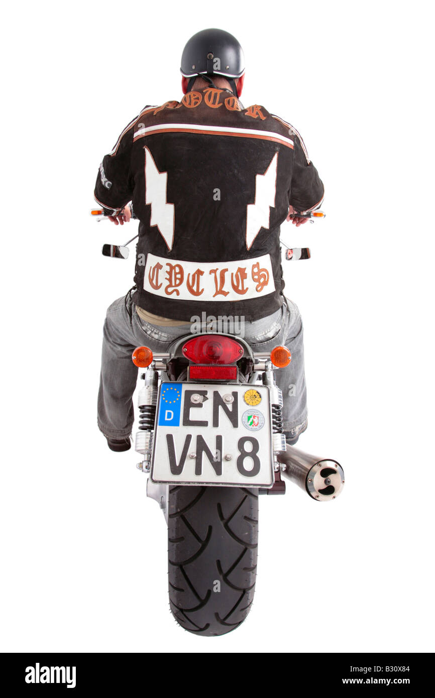 Harley Davidson driver with his motor bike Stock Photo - Alamy