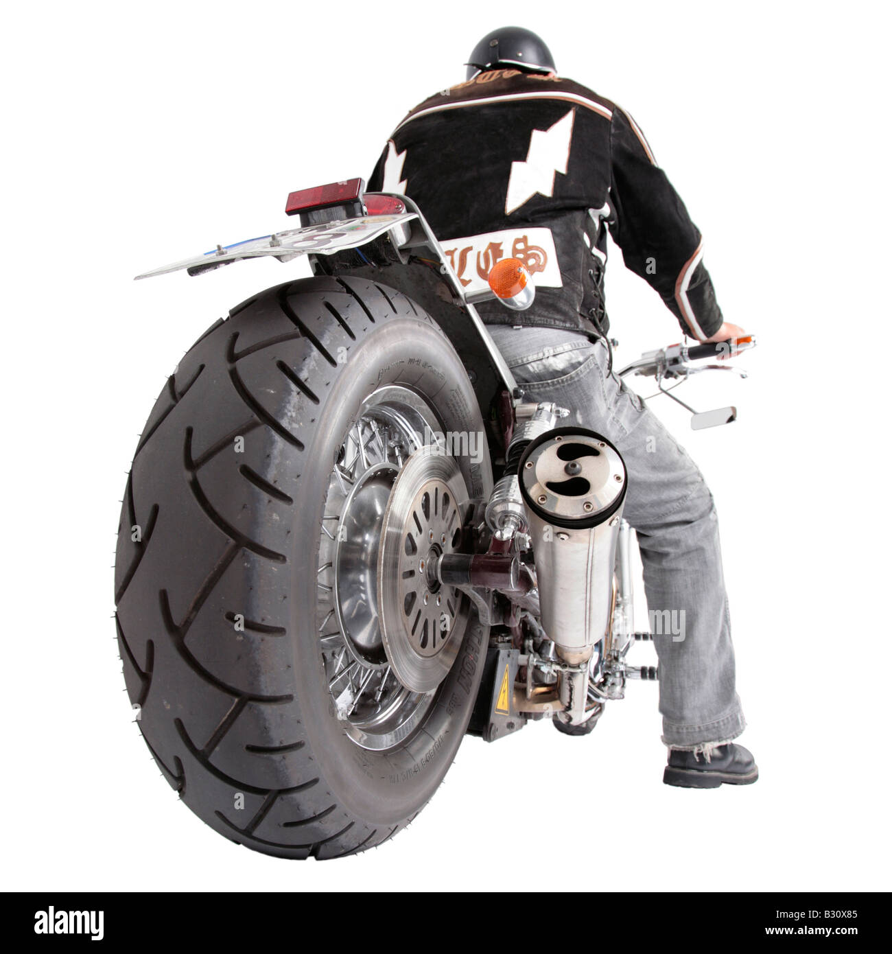Harley Davidson driver with his motor bike Stock Photo - Alamy