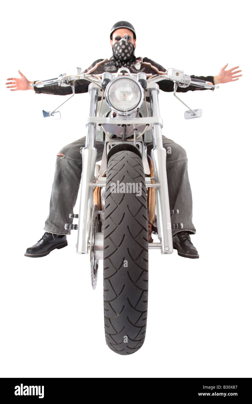 Harley Davidson-driver with motor bike Stock Photo - Alamy