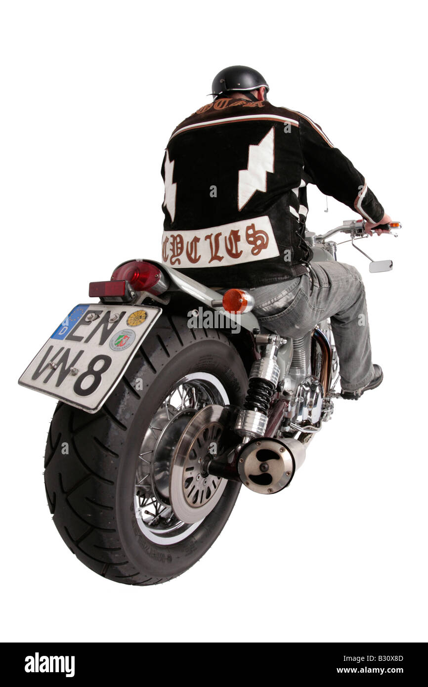 Harley Davidson-driver with motor bike Stock Photo - Alamy