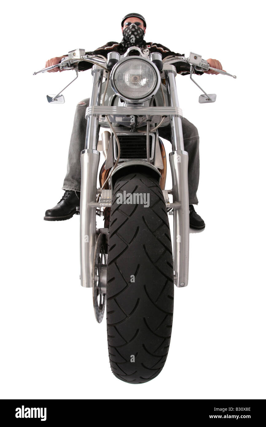 Harley Davidson-driver with motor bike Stock Photo - Alamy