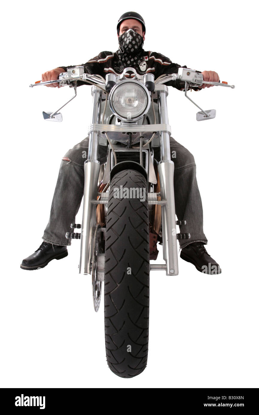 Harley Davidson-driver with motor bike Stock Photo - Alamy