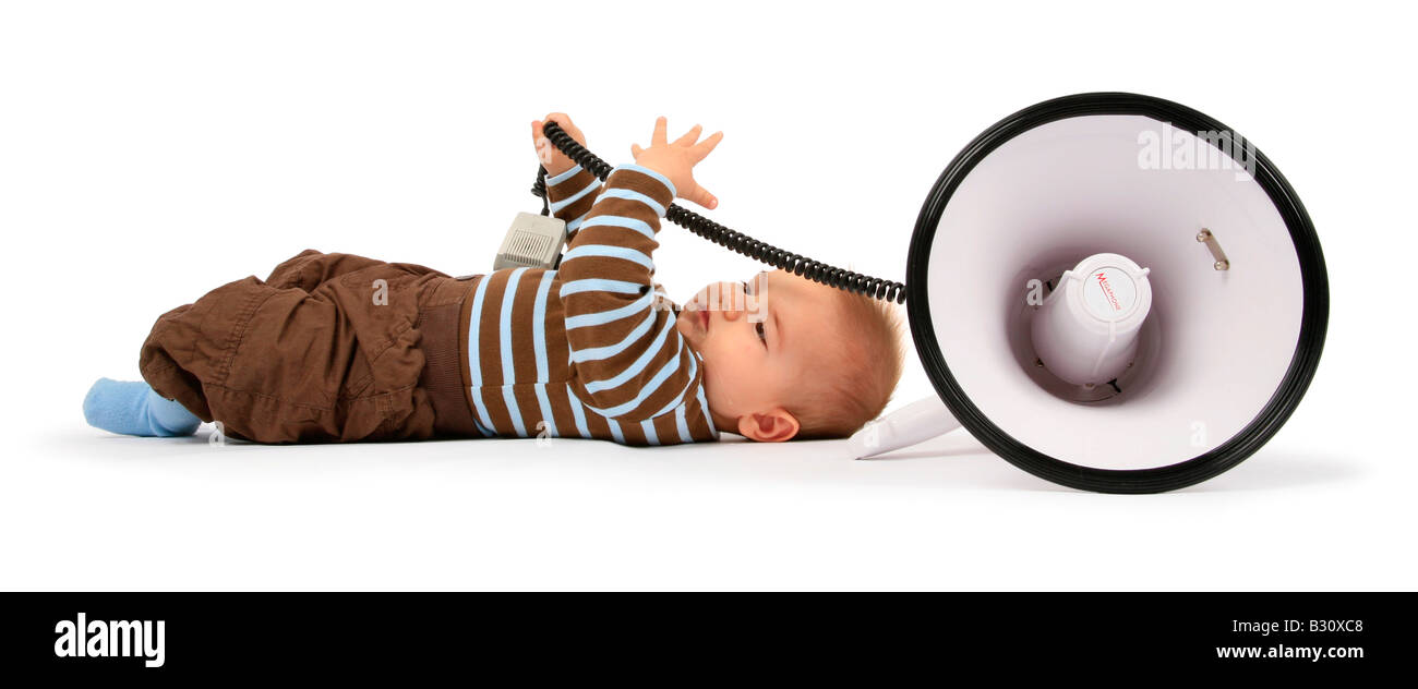 baby with megaphone Stock Photo - Alamy