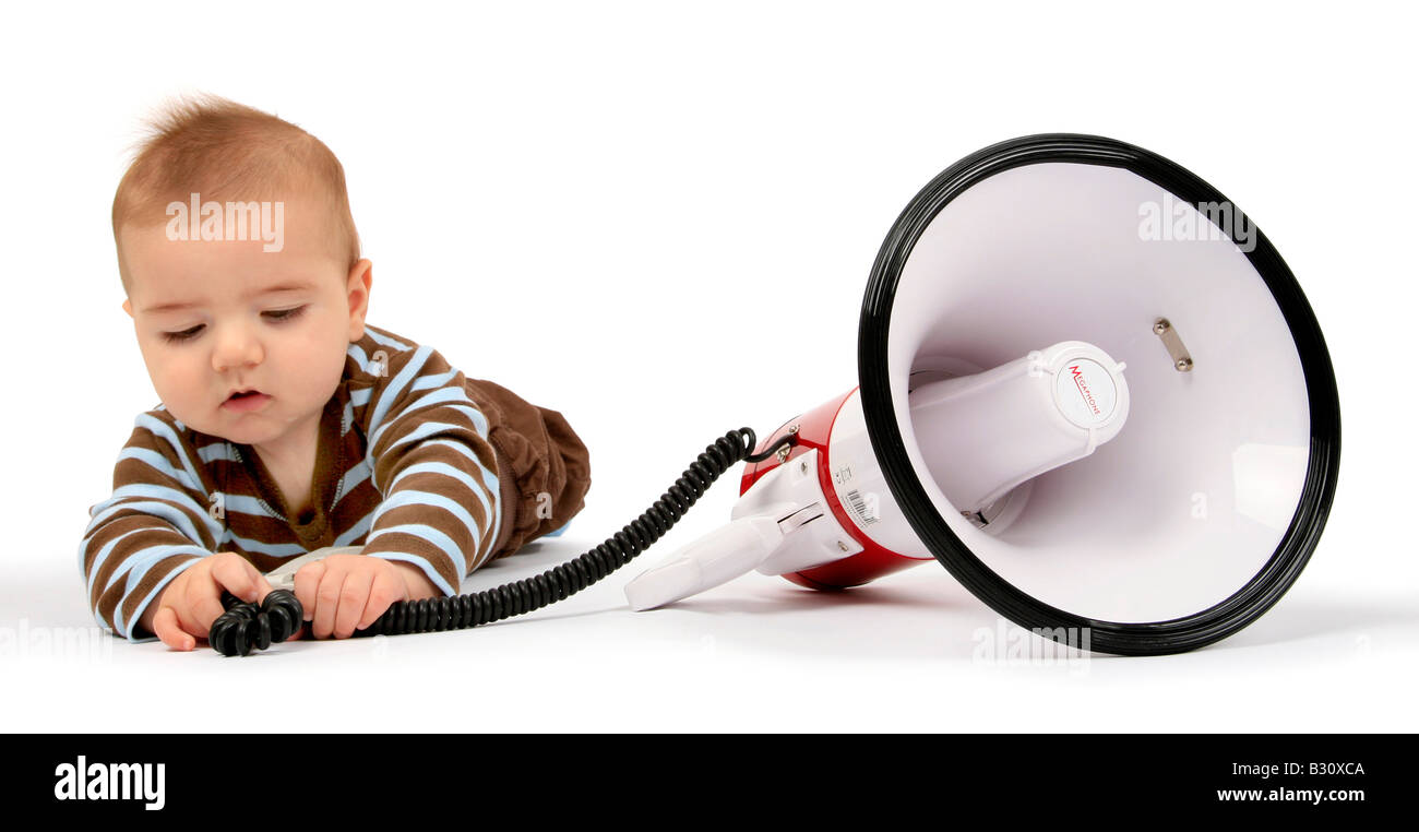 baby with megaphone Stock Photo - Alamy