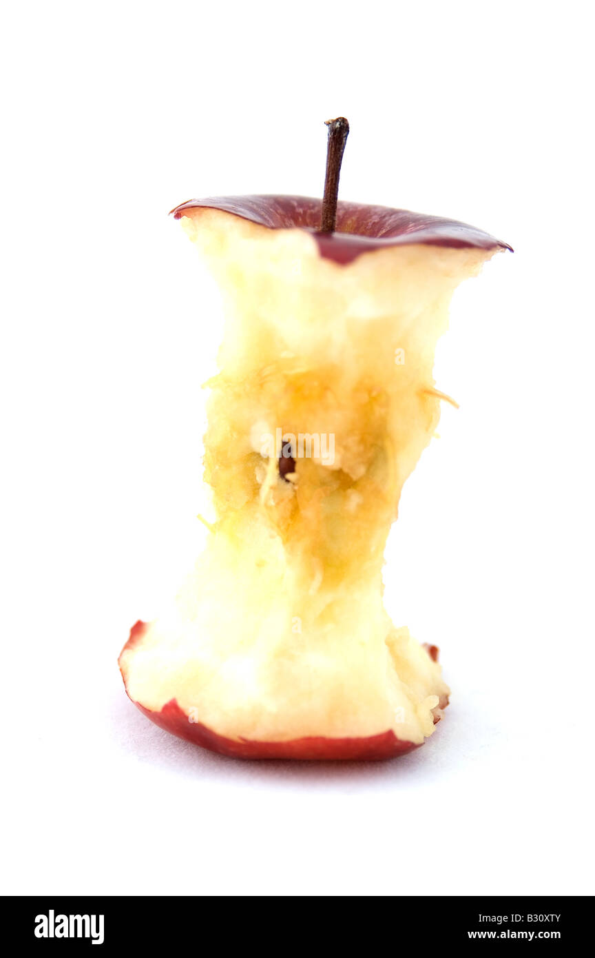 An apple core from a red apple Stock Photo - Alamy