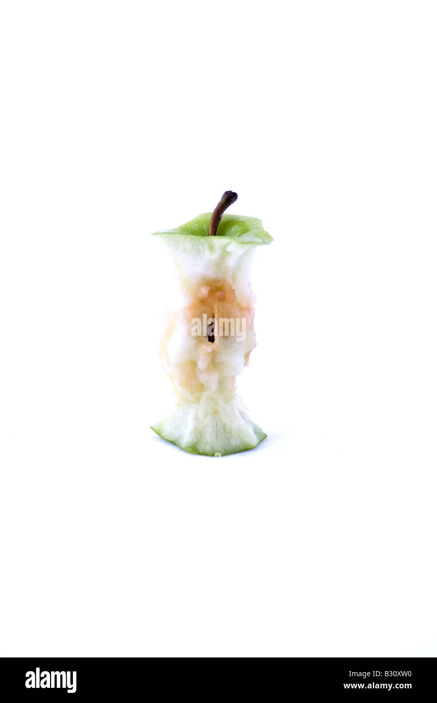 An apple core from a green apple Stock Photo - Alamy