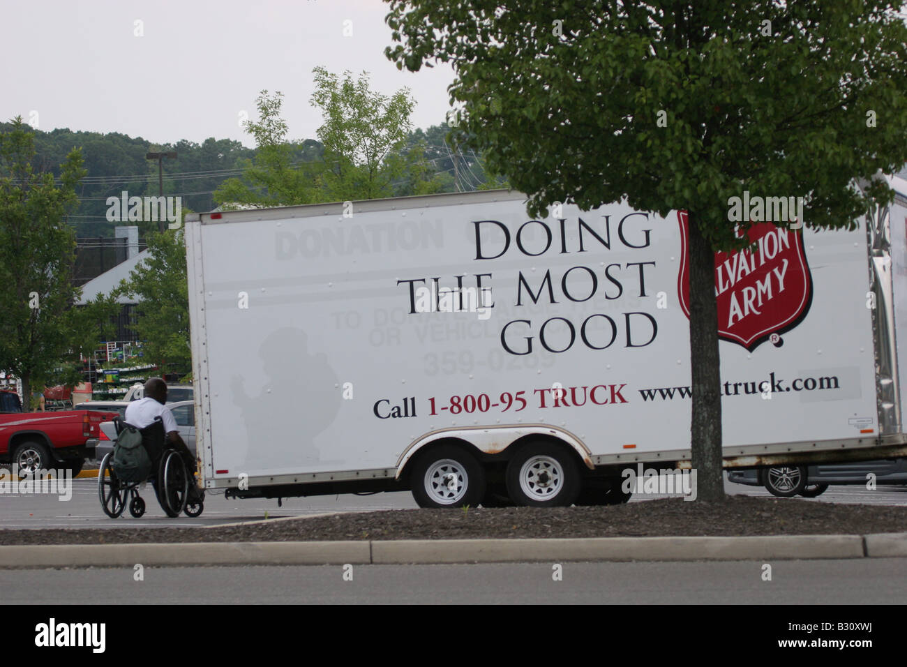 Salvation Army donation person talking with local citizen Stock Photo ...