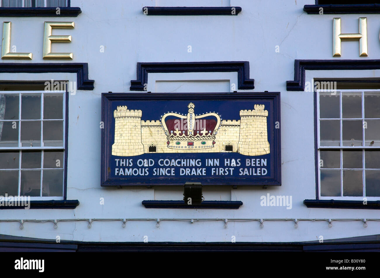Detail of the famous Royal Castle Hotel Inn in Dartmouth Devon Stock ...