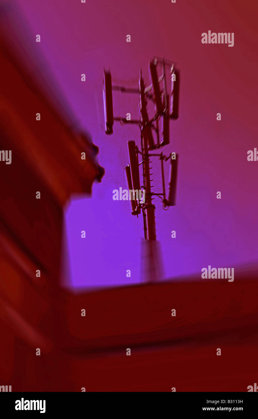 mobile radia transmitting tower radiation symbol photo Stock Photo - Alamy