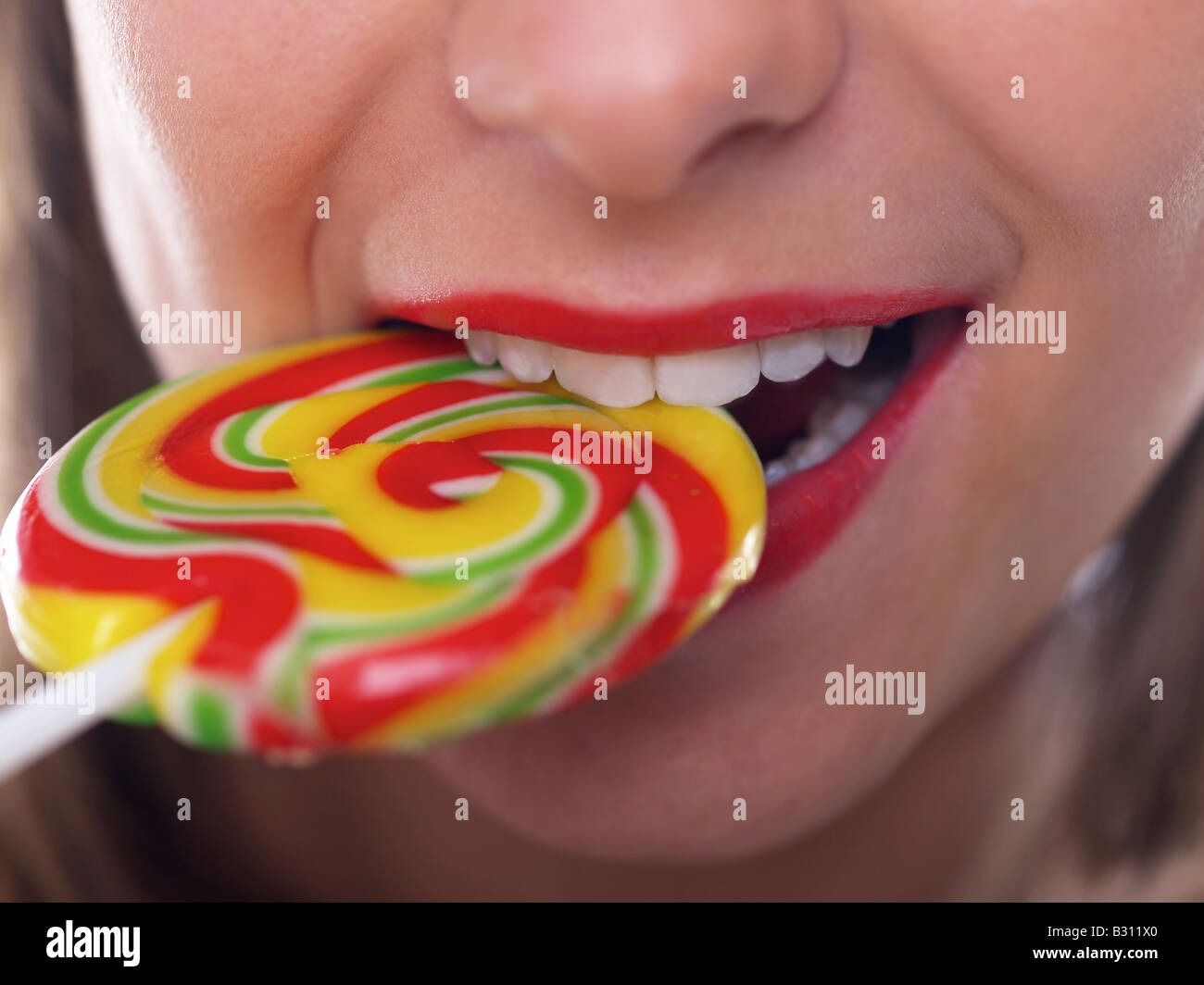 Salmon red lips hi-res stock photography and images - Alamy