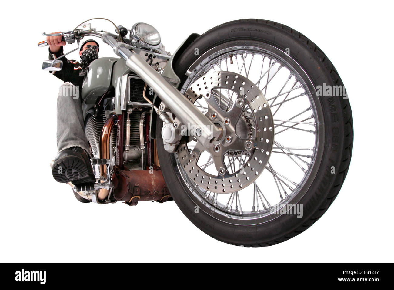 Harley Davidson-driver with motor bike Stock Photo - Alamy