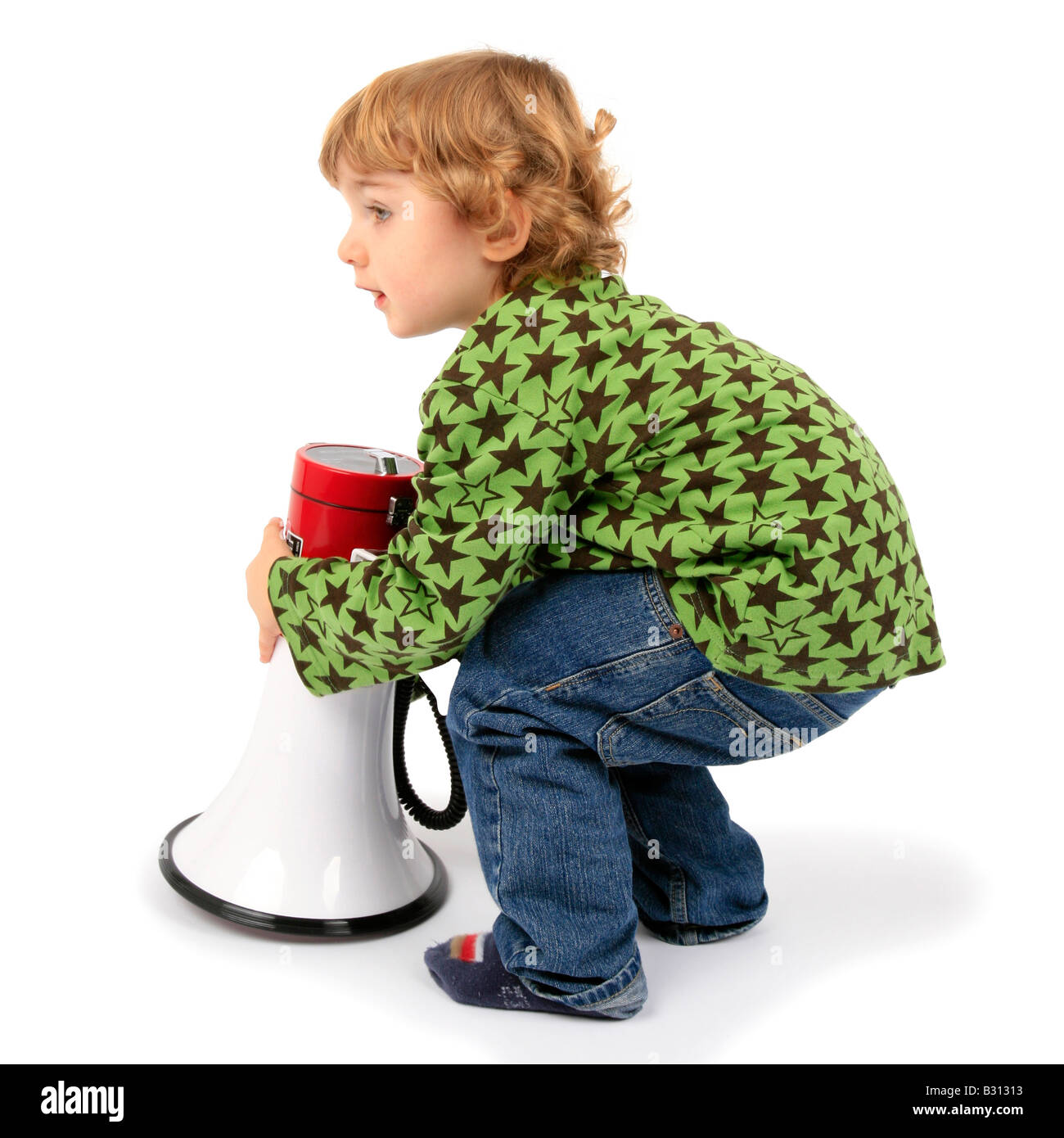 small boy with megaphone Stock Photo - Alamy