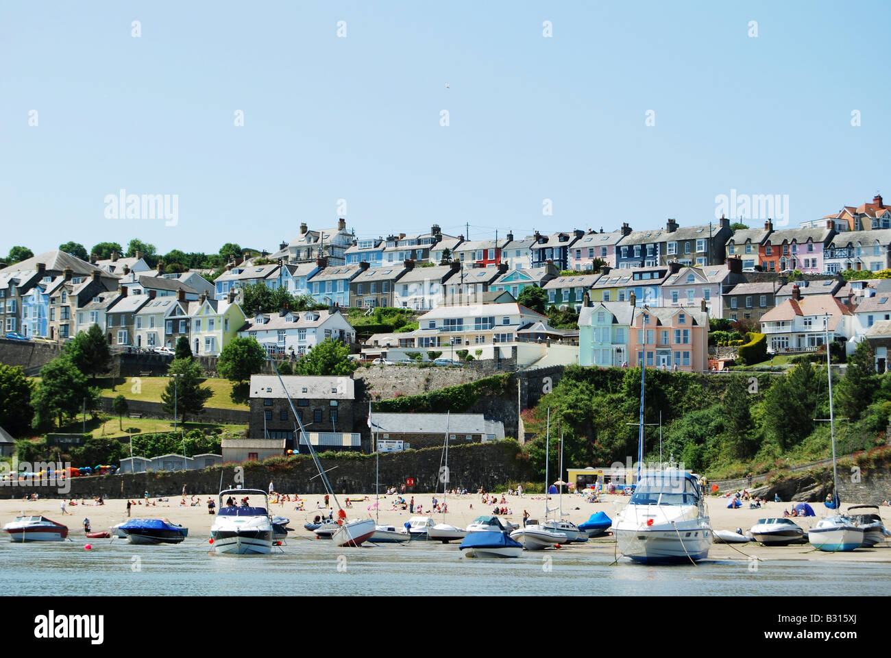 The main beach in New Quay Stock Photo - Alamy