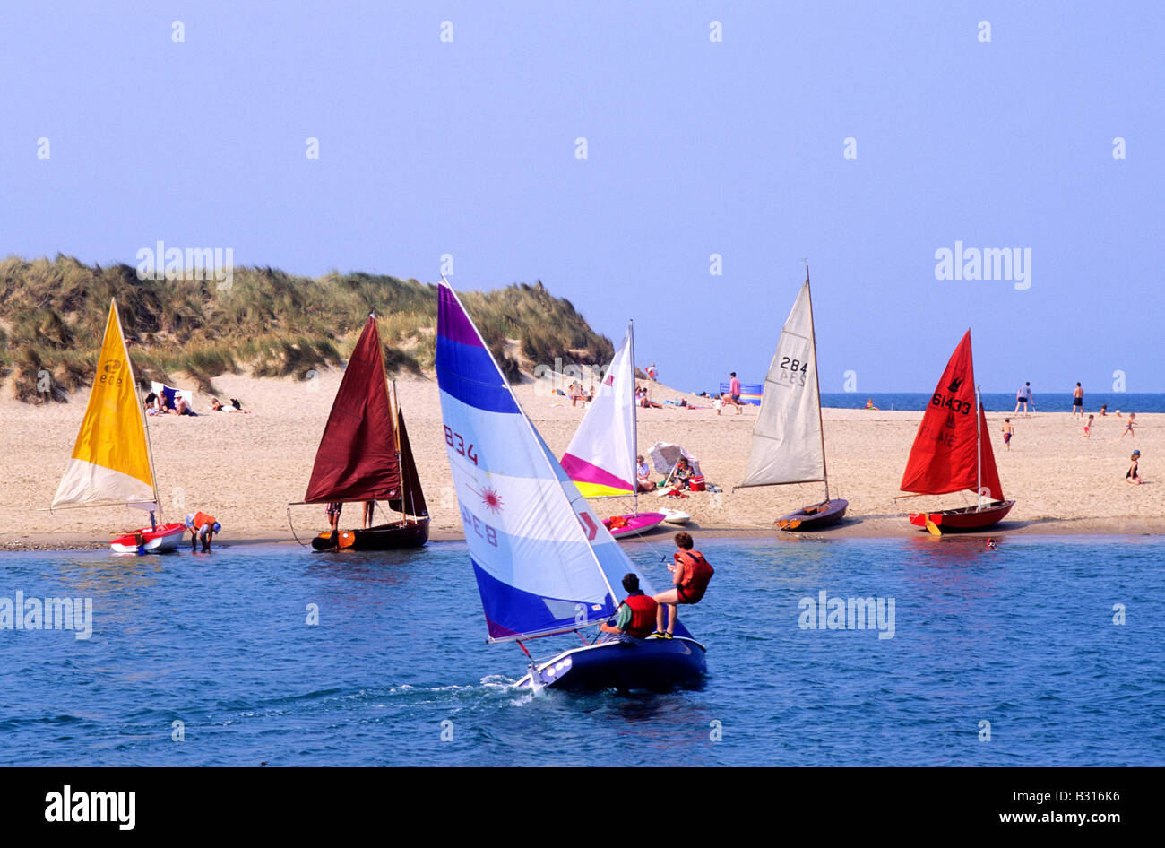 Scolt Head Island sailing dingy dingies Norfolk colour colourful sails ...