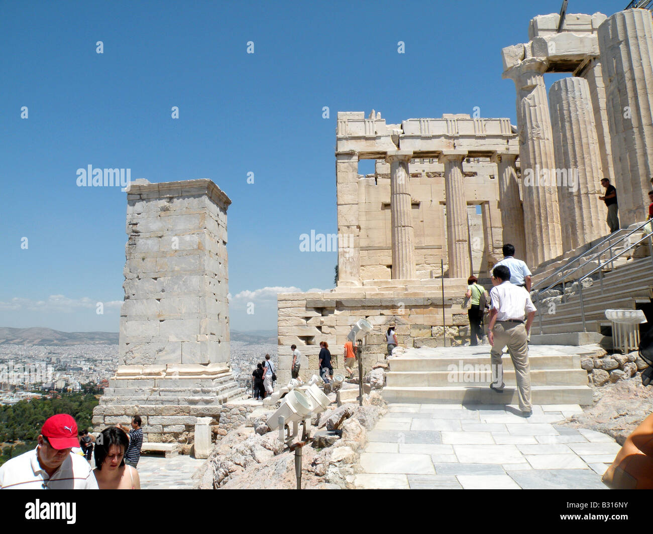 People climbing up the acropolis of Athens Greece Stock Photo - Alamy