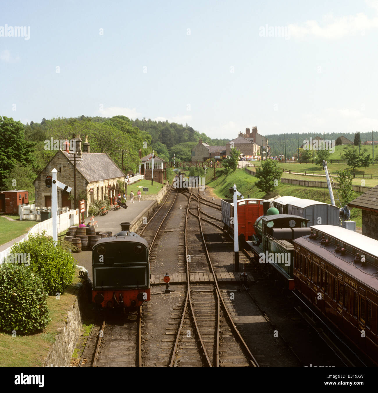 UK England County Durham Beamish Open Air Museum railway shunting yard ...