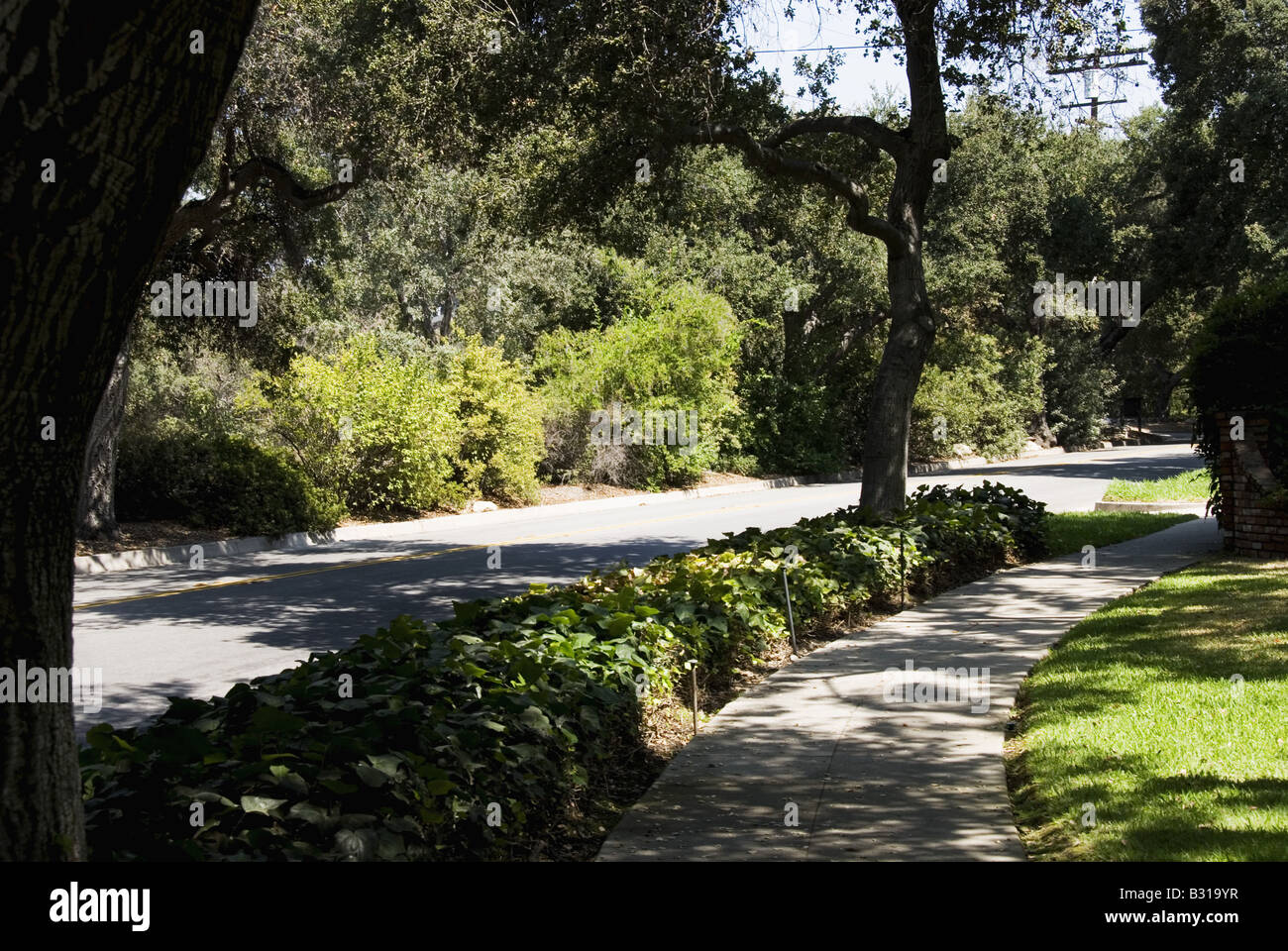 Curved road in neighborhood Stock Photo - Alamy
