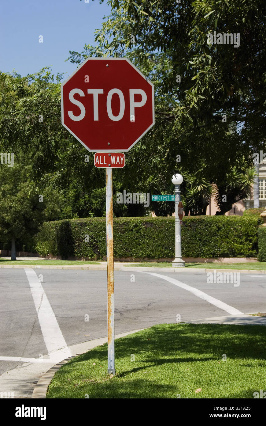 Stop sign at intersection Stock Photo - Alamy Stop sign at intersection Stock Photo - Alamy
