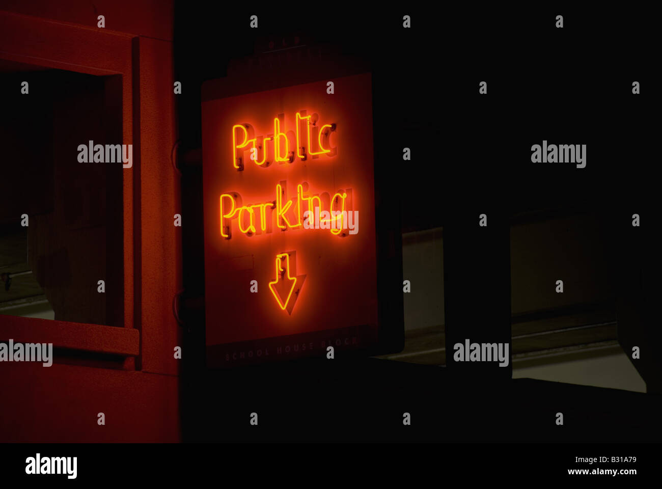 Neon Public Parking sign Stock Photo - Alamy