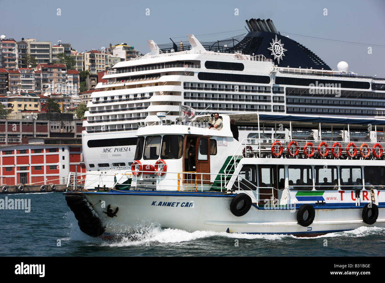 TUR Turkey Istanbul Cruiseship MSC Poesia on the Bosporus Stock Photo ...