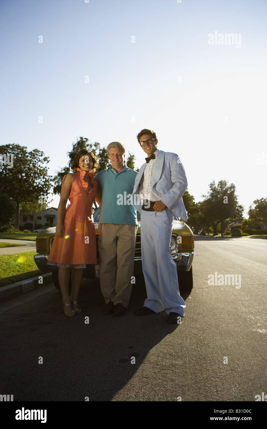 Father with prom couple Stock Photo - Alamy